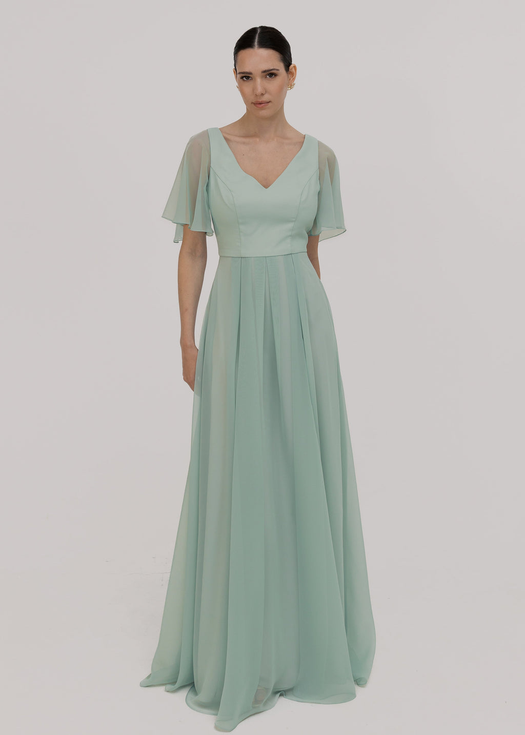 TH&TH Phoebe Bridesmaid Dress In Dusty Eucalyptus Chiffon – TH and TH