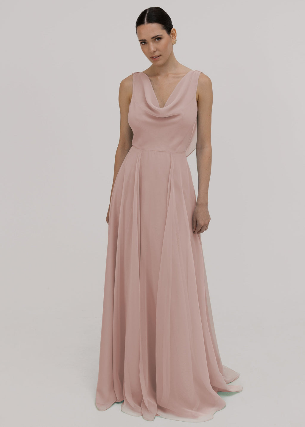 TH&TH Athena Cowl Back Bridesmaid Dress In Blush Pink Chiffon – TH and TH