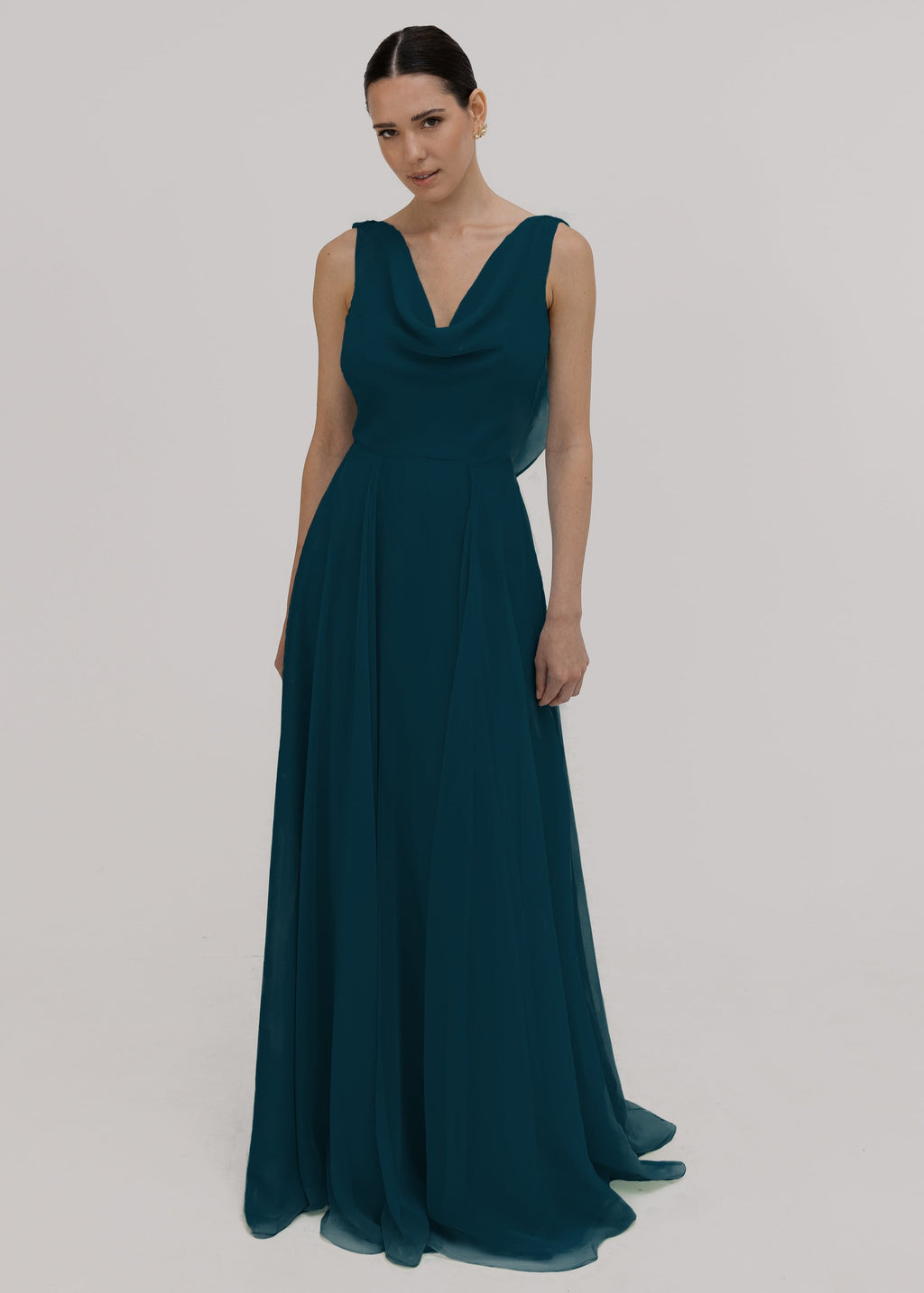 TH&TH Athena Cowl Back Bridesmaid Dress In Emerald Chiffon – TH and TH