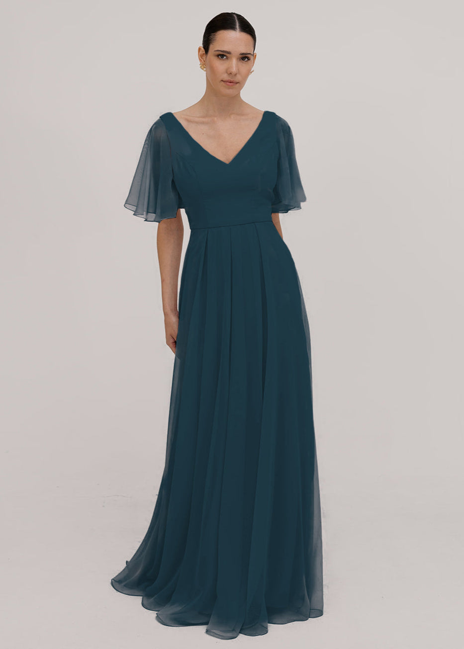 TH&TH Phoebe Bridesmaid Dress In Emerald Dawn Chiffon – TH and TH