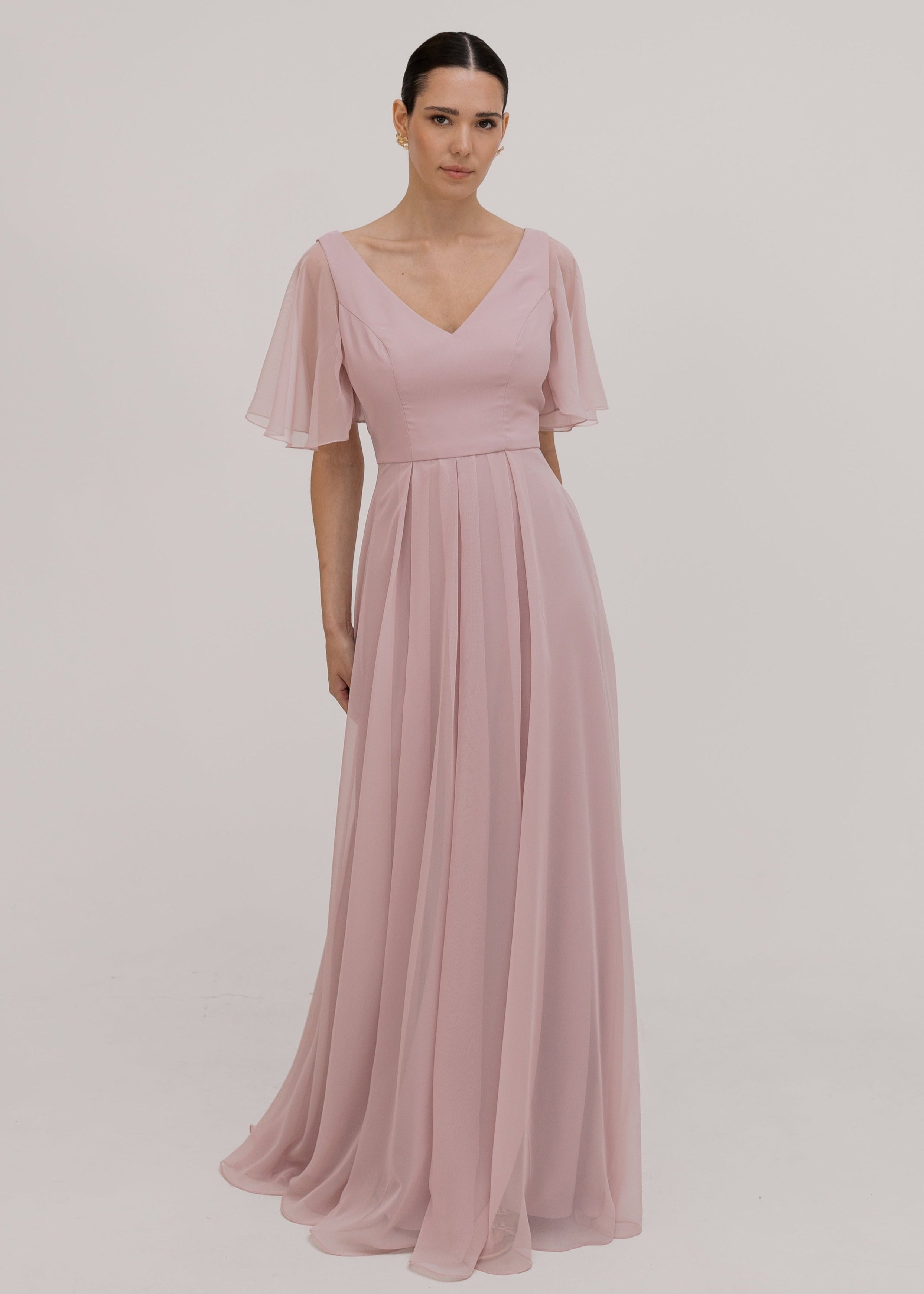 TH&TH Phoebe Bridesmaid Dress In Smoked Blush Chiffon – TH and TH