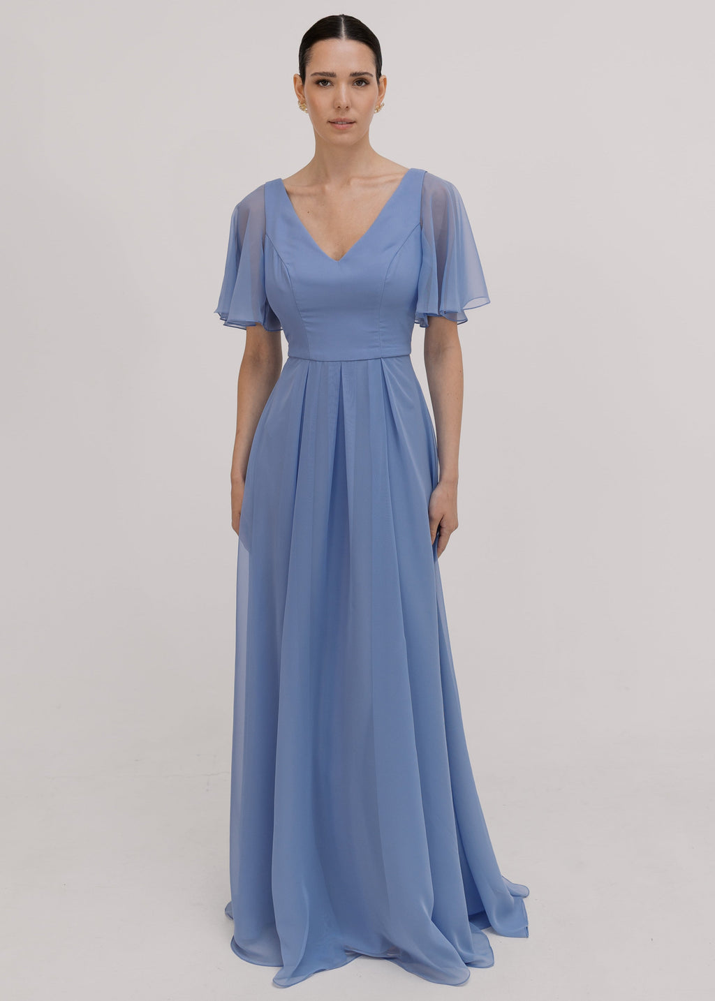 TH&TH Phoebe Bridesmaid Dress In French Blue Chiffon – TH and TH